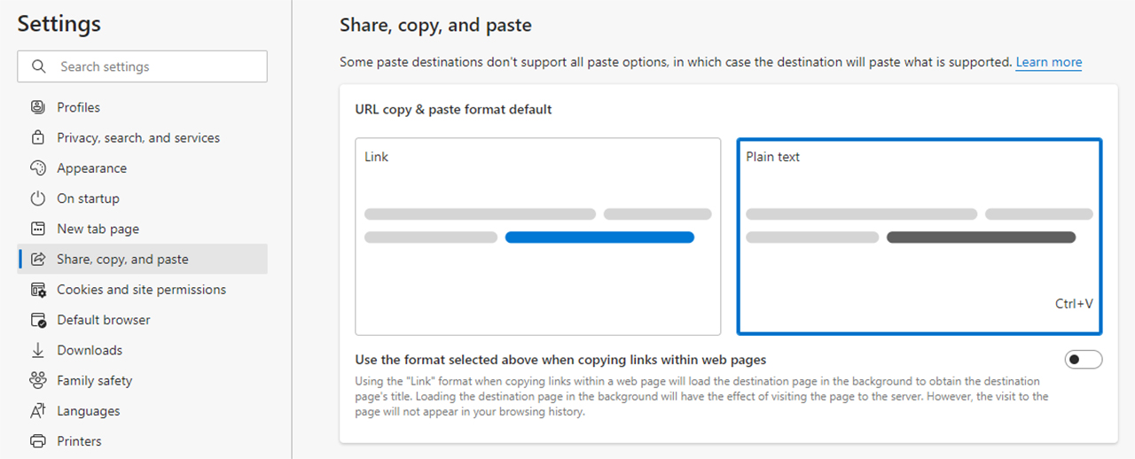 How to change Microsoft Edge’s URL copy and paste setting